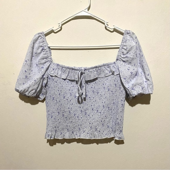 Shasa | Tops | White Top With Purple Floral Design | Poshmark